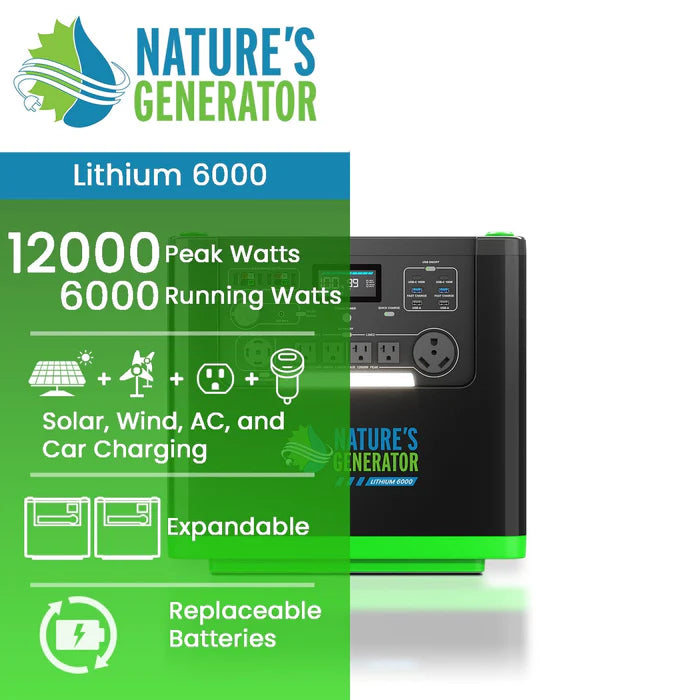 Nature's Generator Lithium 6000 Power Station – NatureDrivenEnergy.com
